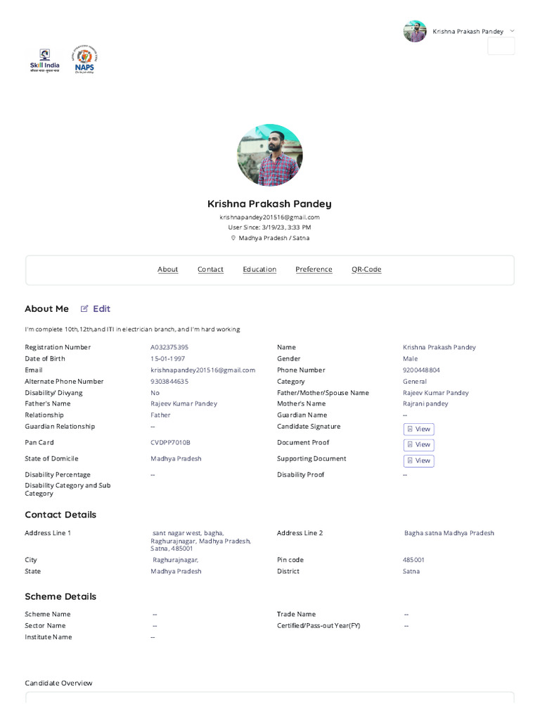 Krishna Apprentice Profile | PDF | Apprenticeship