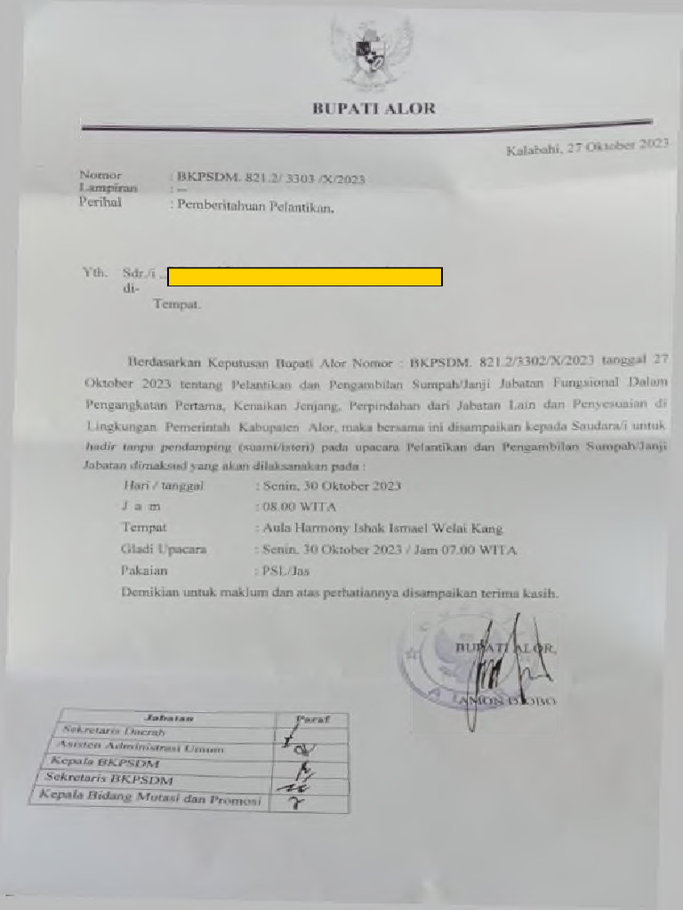 Pemberitahuan Pelantikan Jafung | PDF