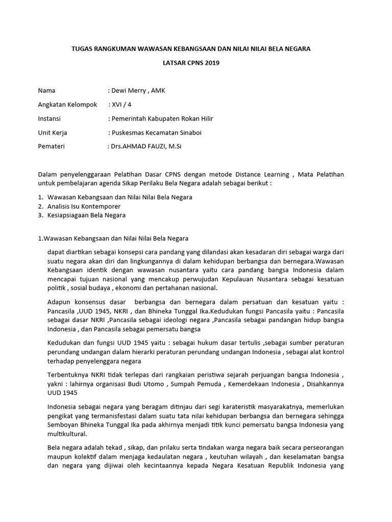 Ringkasan Wawasan Kebangsaan | PDF | Ilmu Sosial