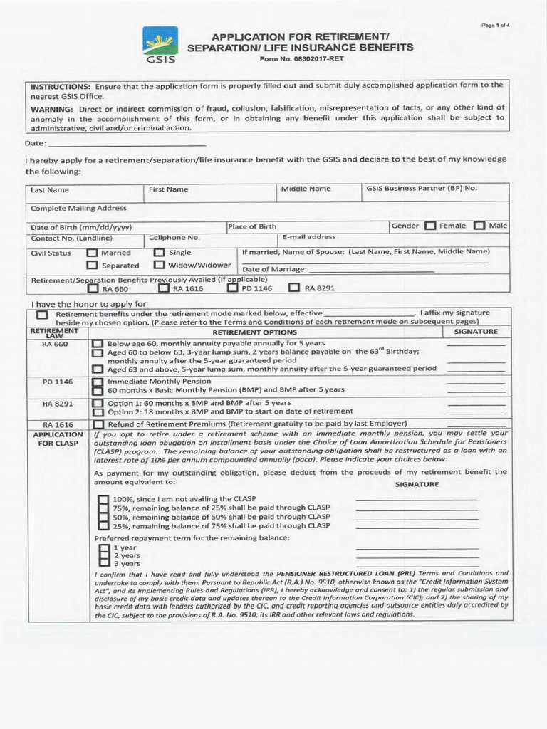 Form No 06302017 Retirement | PDF
