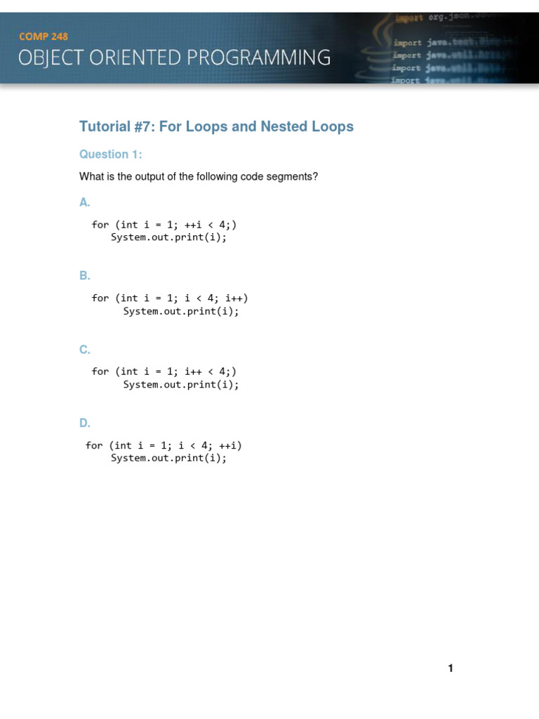 COMP248 Tutorial 07 | PDF | Computer Programming | Software Engineering