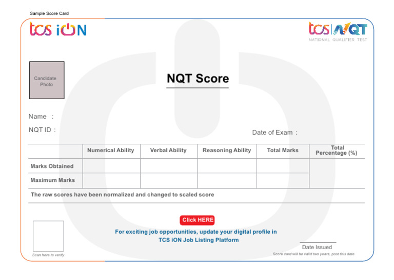 TCS NQT Cognitive Score Card 6apr22 | PDF