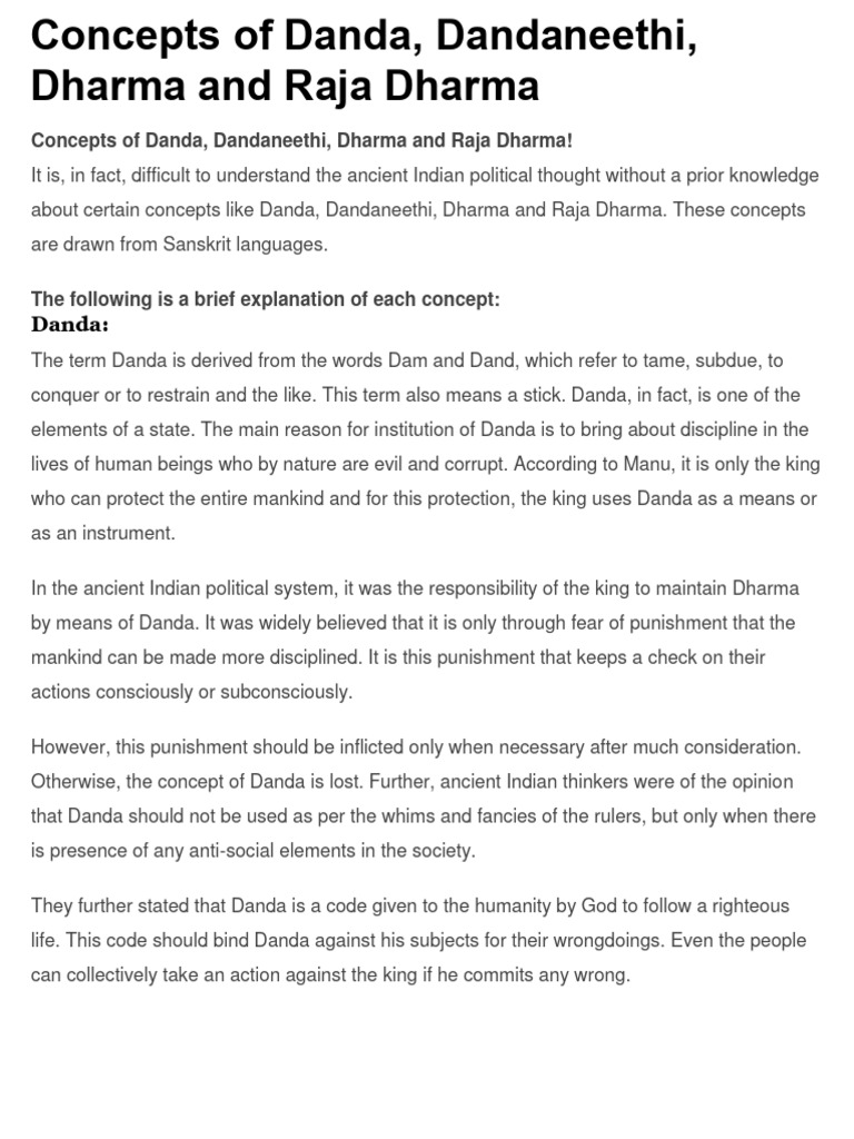 Concepts of Danda Dandaneethi Dharma and | PDF | Dharma