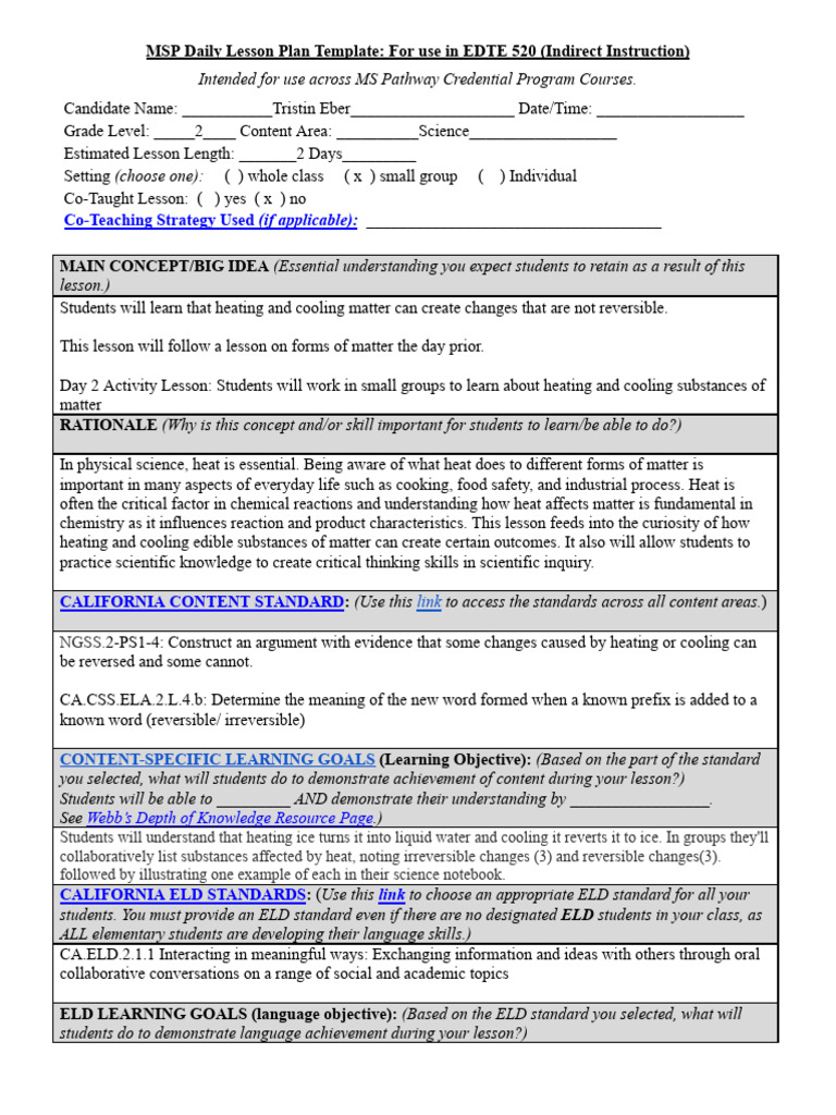 Tristineber Indirect Instruction Lesson Plan | PDF | Educational ...