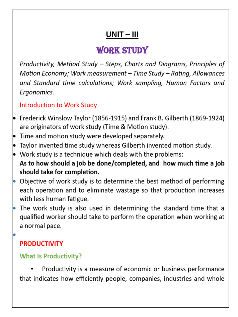 Unit Iii - Iem | PDF | Human Factors And Ergonomics | Sampling (Statistics)