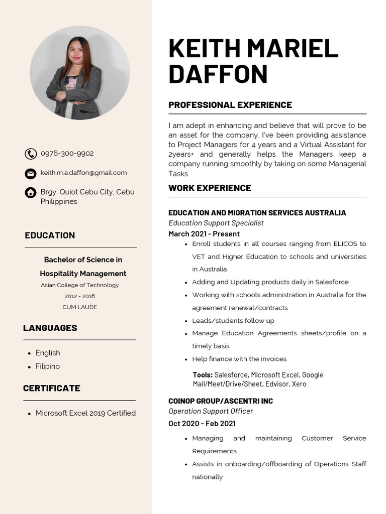 Keith Mariel Daffon - Resume | PDF | Microsoft Excel | Microsoft Power ...