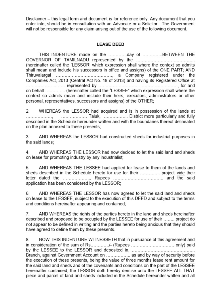Lease Deed | PDF | Lease | Law And Economics