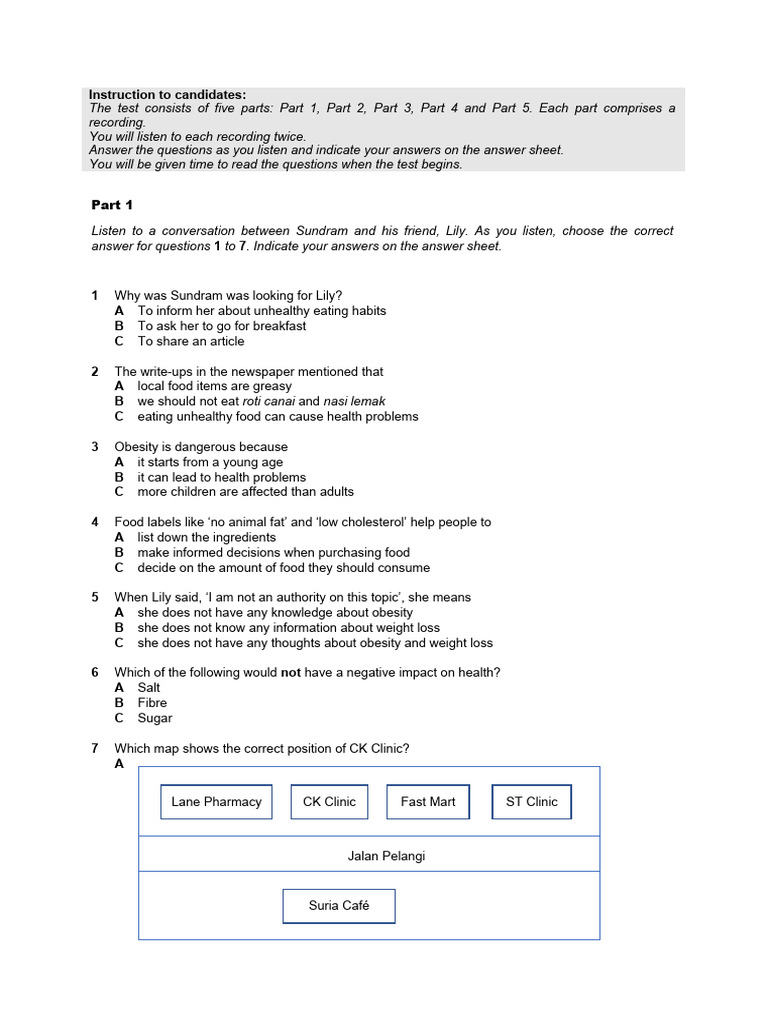 Listening Test 2022 | PDF | Investing | Obesity