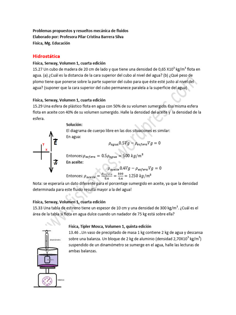 Problemas Propuestos y Resueltos Mecc3a1nica de Fluidos1 | PDF | Agua | Presión