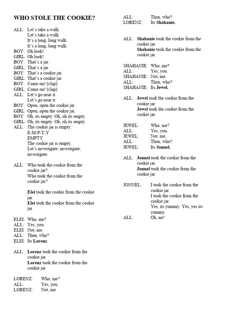 Who Stole The Cookie | PDF