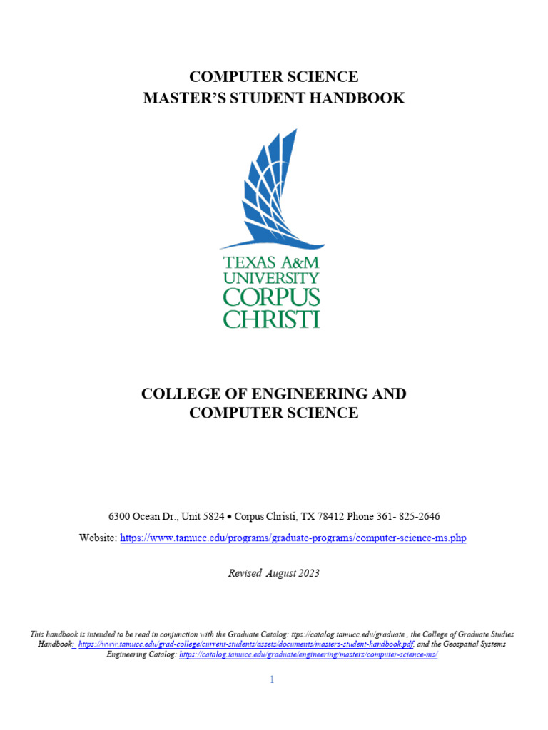 Cosc Ms Handbook | PDF | Thesis | Postgraduate Education