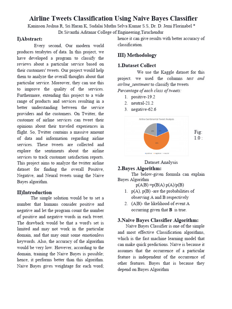 Airline Tweets Classification Using Naive Bayes Classifier | PDF ...