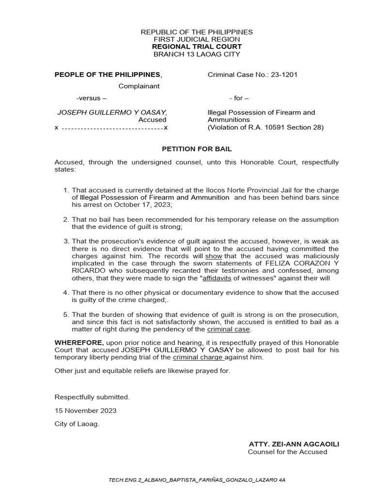 Motion and Petition | PDF | Bail | Prosecutor