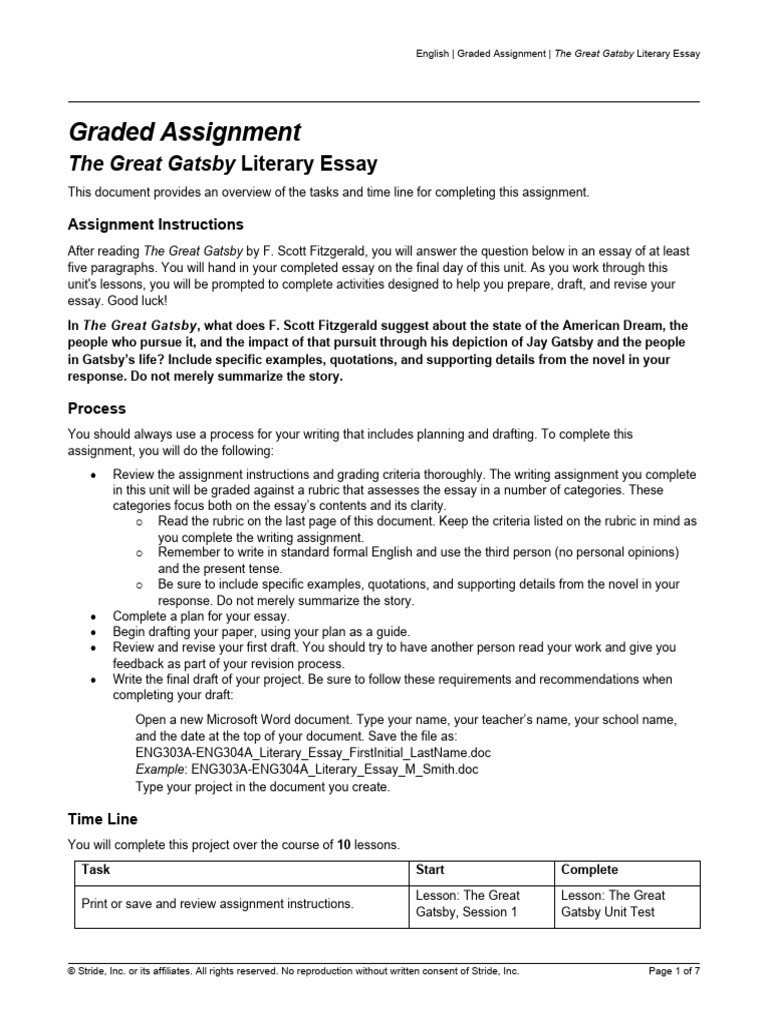 Great Gatsby Literary Essay Guide | PDF | Narration | Essays