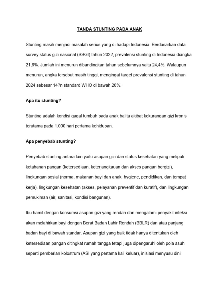 TANDA STUNTING PADA ANAK | PDF TANDA STUNTING PADA ANAK | PDF