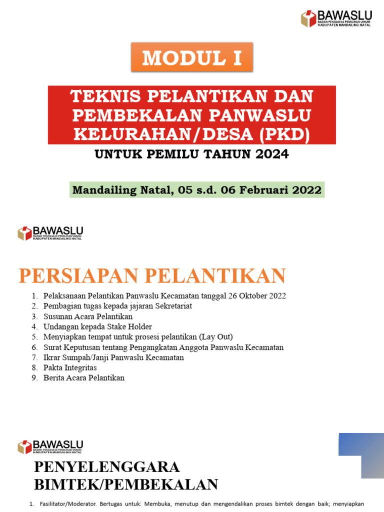 Modul I. Teknis Pelantikan Dan Pembekalan PKD | PDF | Karier & Perkembangan | Kajian Bahasa Asing