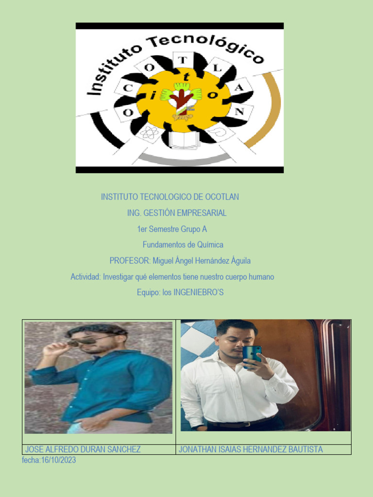 Componentes Quimicos Serhumano | PDF | Cuerpo humano | Átomos