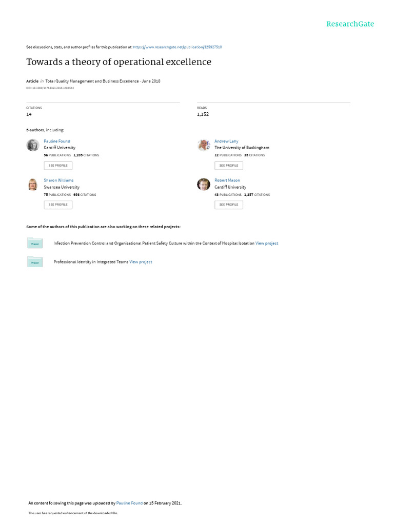Towards A Theory of Operational Excellence: Total Quality Management ...