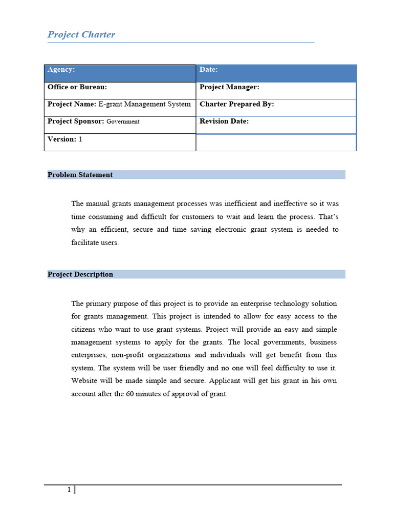 Project Charter | PDF | Usability | Business