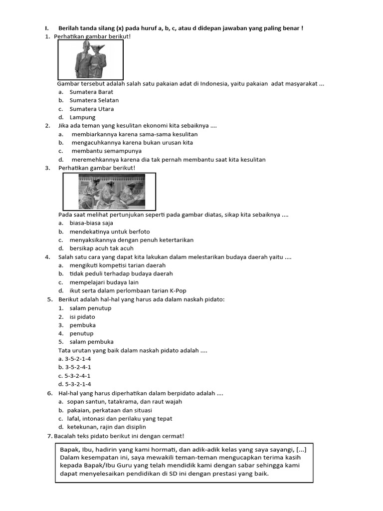 Soal Pas Kelas 6 Tema 4 | PDF