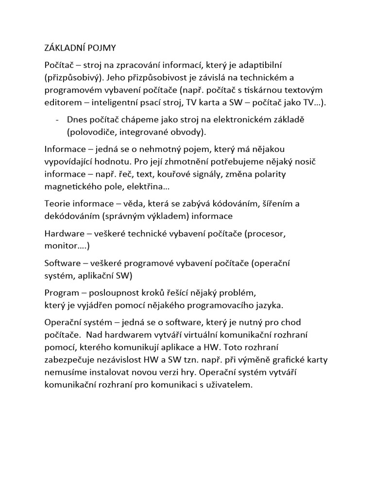 ZÁKLADNÍ POJMY Deleni SW | PDF