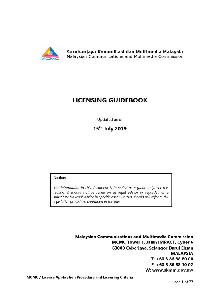 MCMC - Licensing - Guidelines - 2019 | PDF | Computer Network | License
