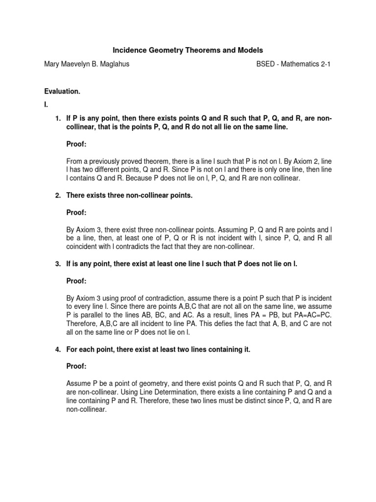 Incidence Geometry Theorems and Models | PDF