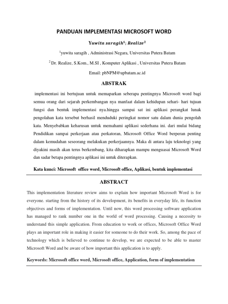 Panduan Implementasi Microsoft Word | PDF
