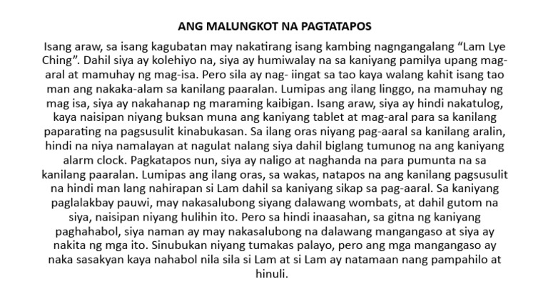 Ang Malungkot Na Pagtatapos | PDF
