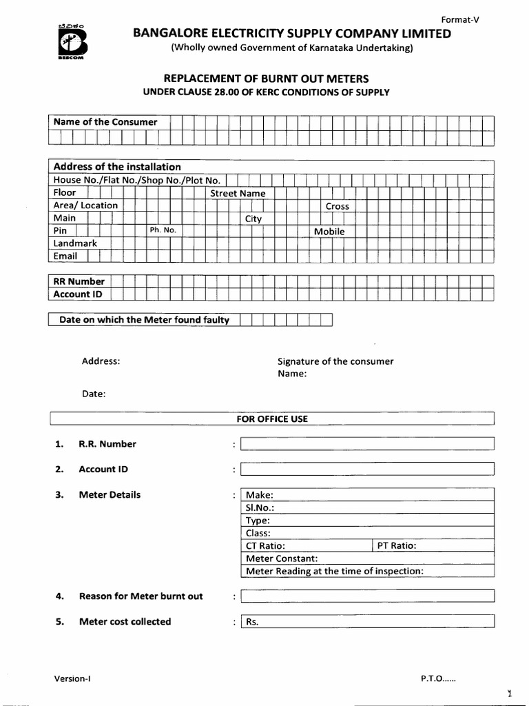 Form 5-Replacement of Burnt Out Meters | PDF | Physical Quantities ...