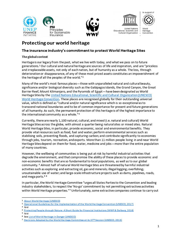 Insurance Industry's Role in Heritage Protection | PDF | World Heritage ...