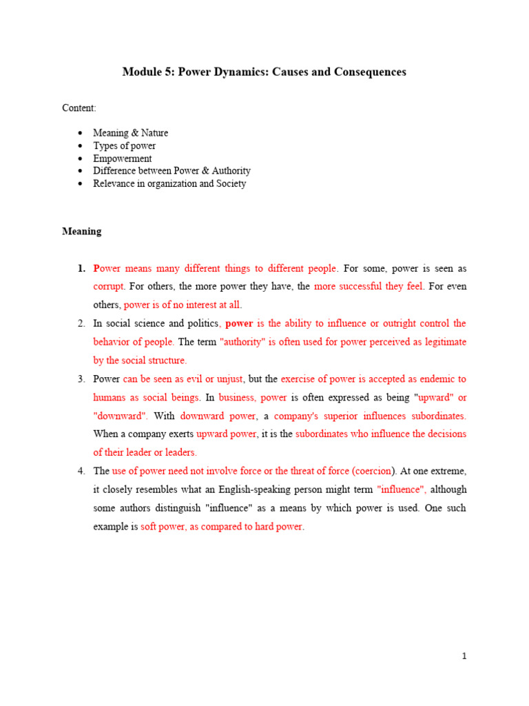 Power Dynamics in Organizations | PDF | Power (Social And Political ...
