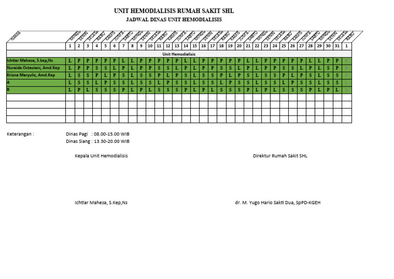 Contoh Jadwal 5 Perawat HD | PDF