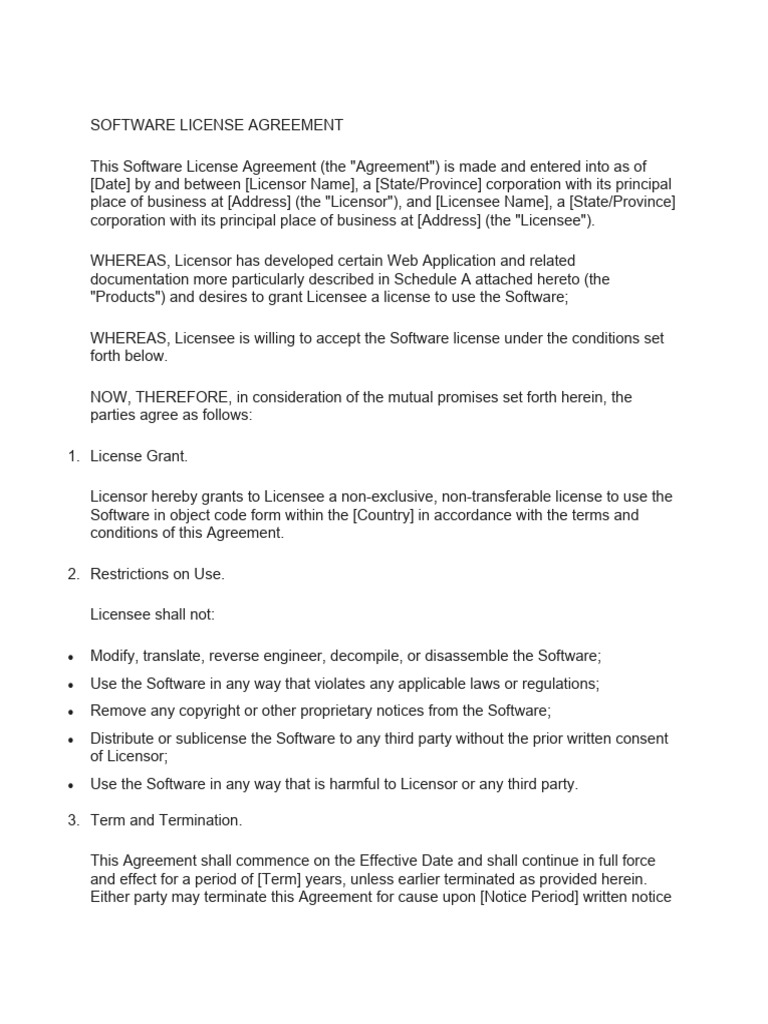 Software Licensing Agreement | PDF | License | Indemnity