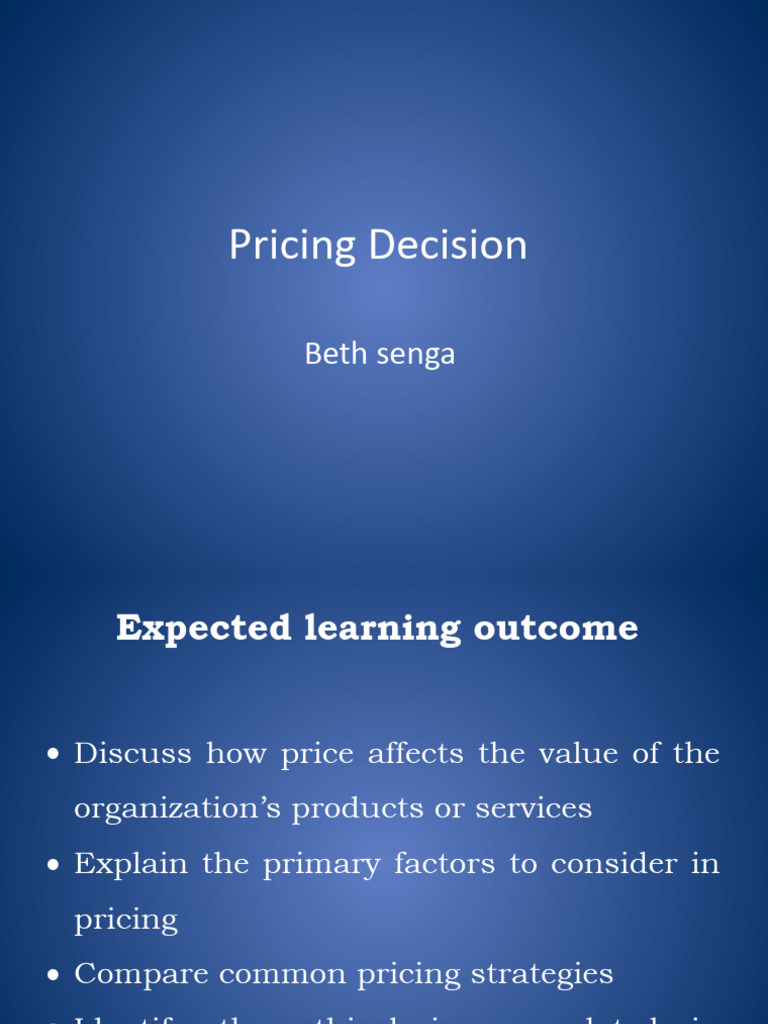 Pricing Decision | PDF | Pricing | Marketing