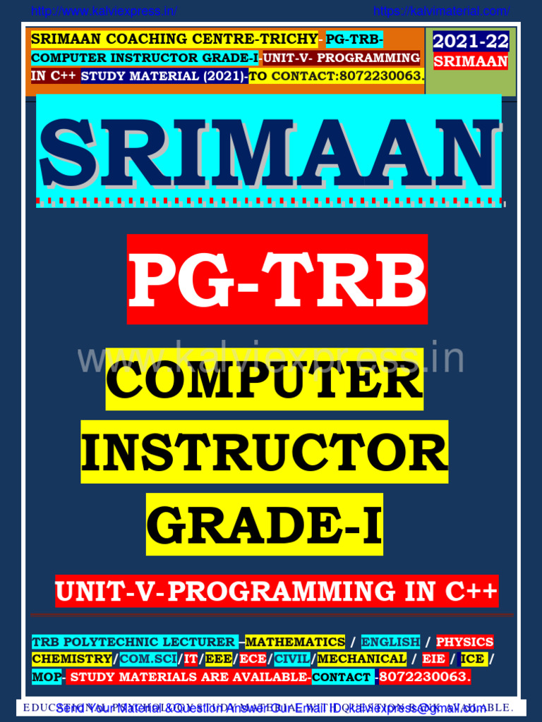 PG TRB Computer Instructor Grade I Unit 5 Study Material (2021 2022) Srimaan Coaching | PDF ...