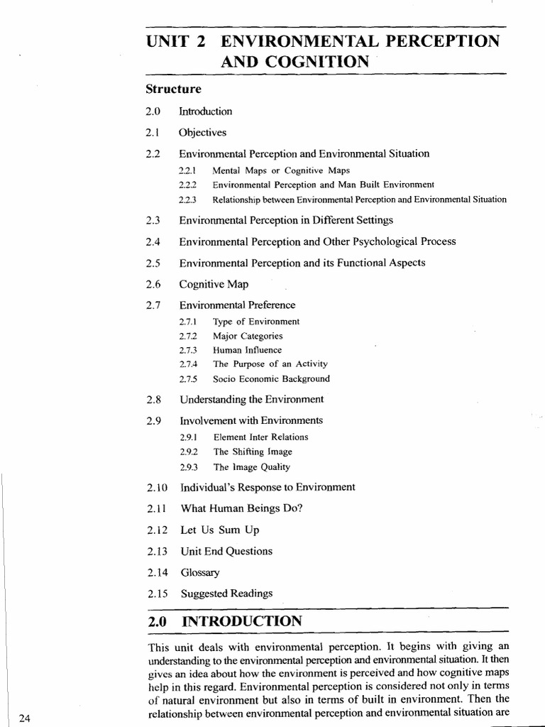 Environmental Perception & Cognition | PDF | Perception | Somatosensory System