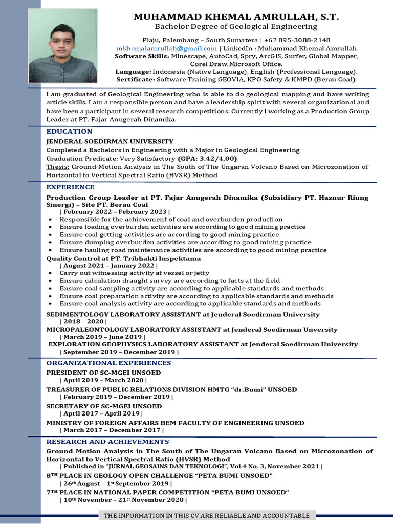 Curriculum Vitae - Muhammad Khemal Amrullah | PDF