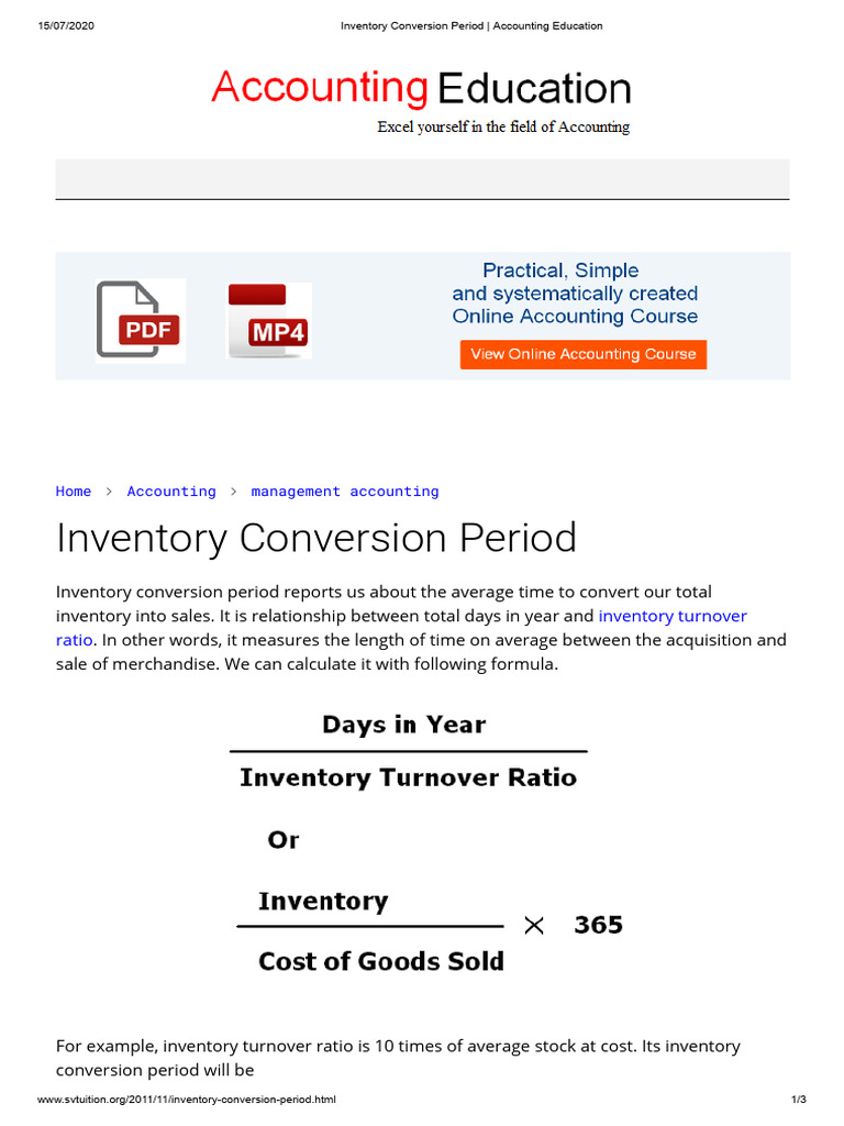 Inventory Conversion Period - Accounting Educatio | PDF
