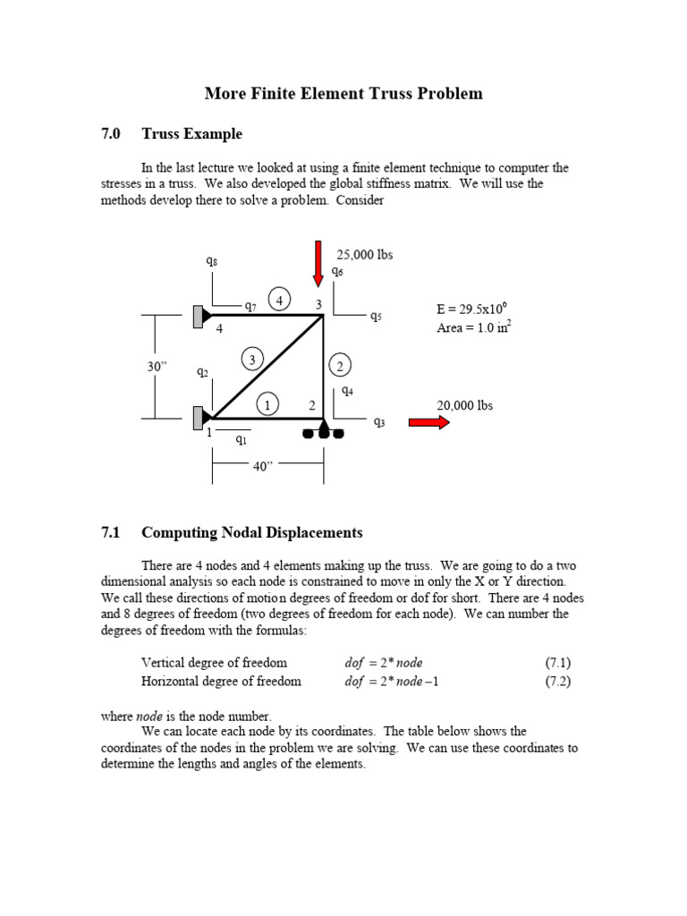 Truss Manual Problem | PDF | Matrix (Mathematics) | Stiffness