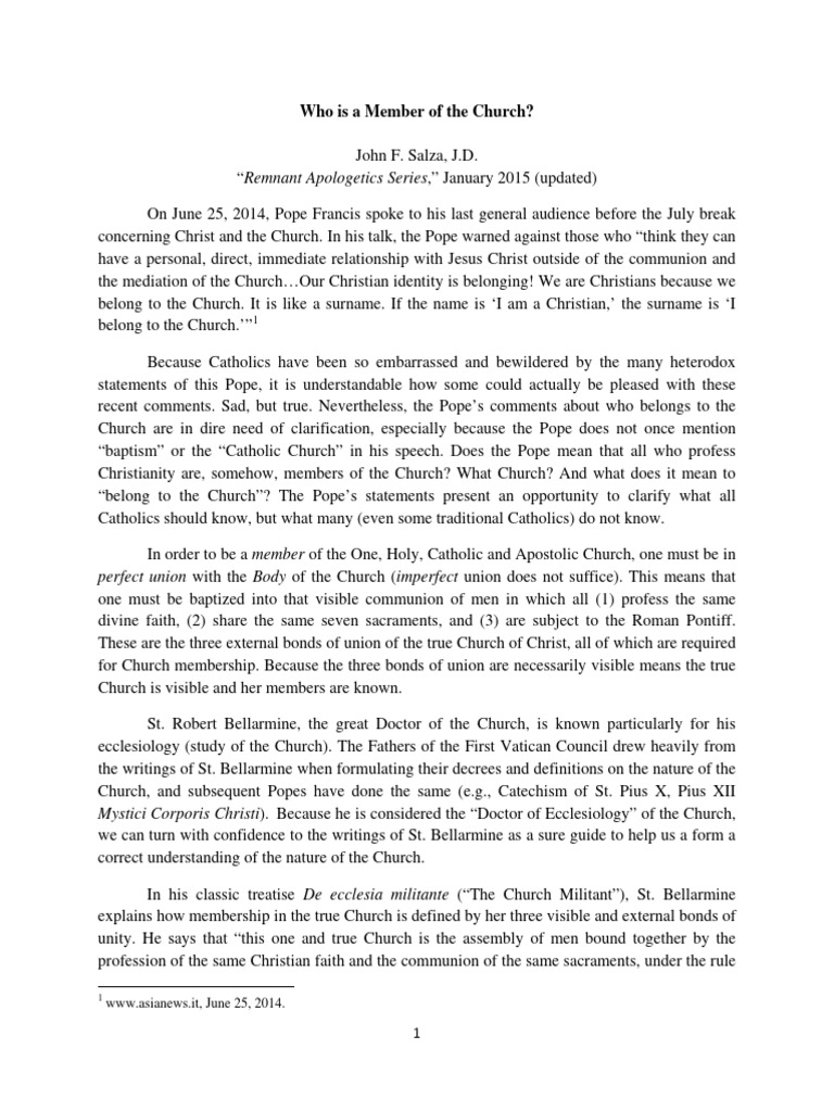 Understanding Church Membership Criteria | PDF | Catholic Church | Baptism