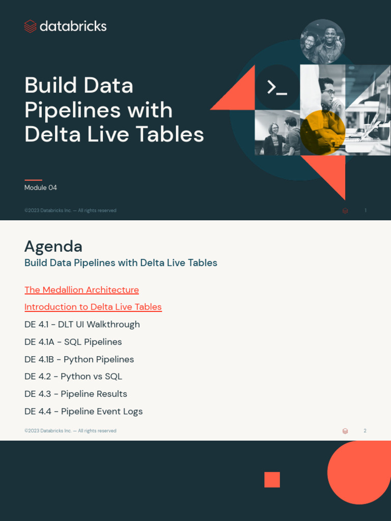 De Mod 4 Build Data Pipelines With Delta Live Tables Pdf Sql Software Development