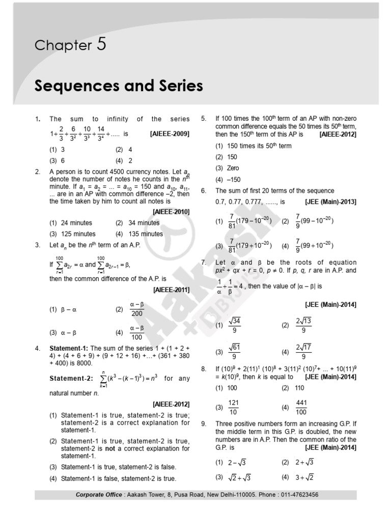 M - Ch-05 - Sequences and Series | PDF | Numbers | Arithmetic