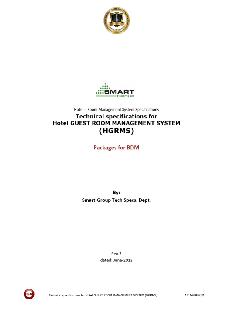 Hotel GRMS Specification - Smart-BUS Smart-Hotel | PDF | Access Control | Thermostat