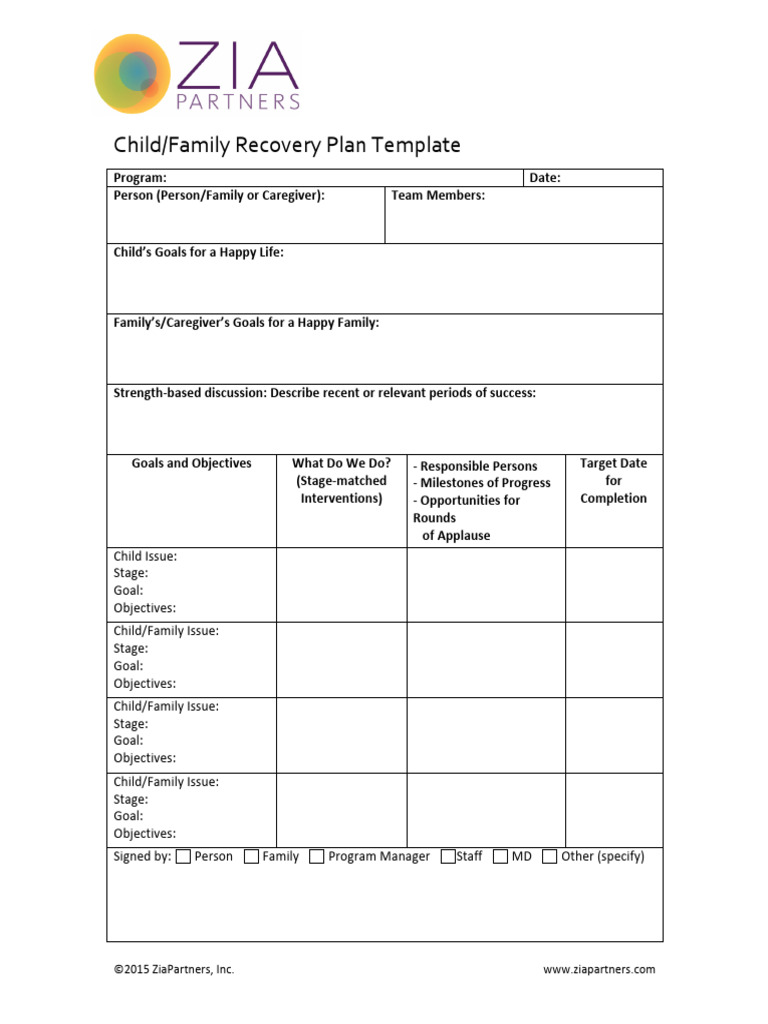 Child-Family-Recovery-Plan-Template | PDF | Human Development | Childhood