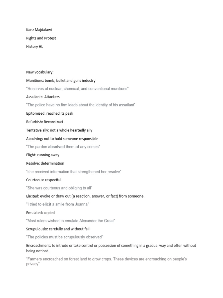IB History Paper 1 Rights and Protests Unit Notes | PDF