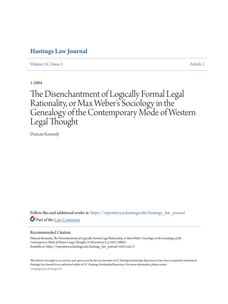 The Disenchantment of Logically Formal Legal Rationality or Max | PDF ...