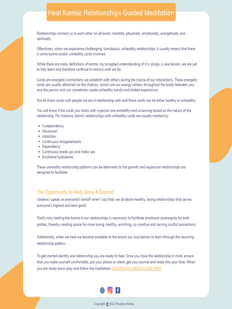 Healing Karmic Relationships Guided Meditation | PDF | Karma | Meditation