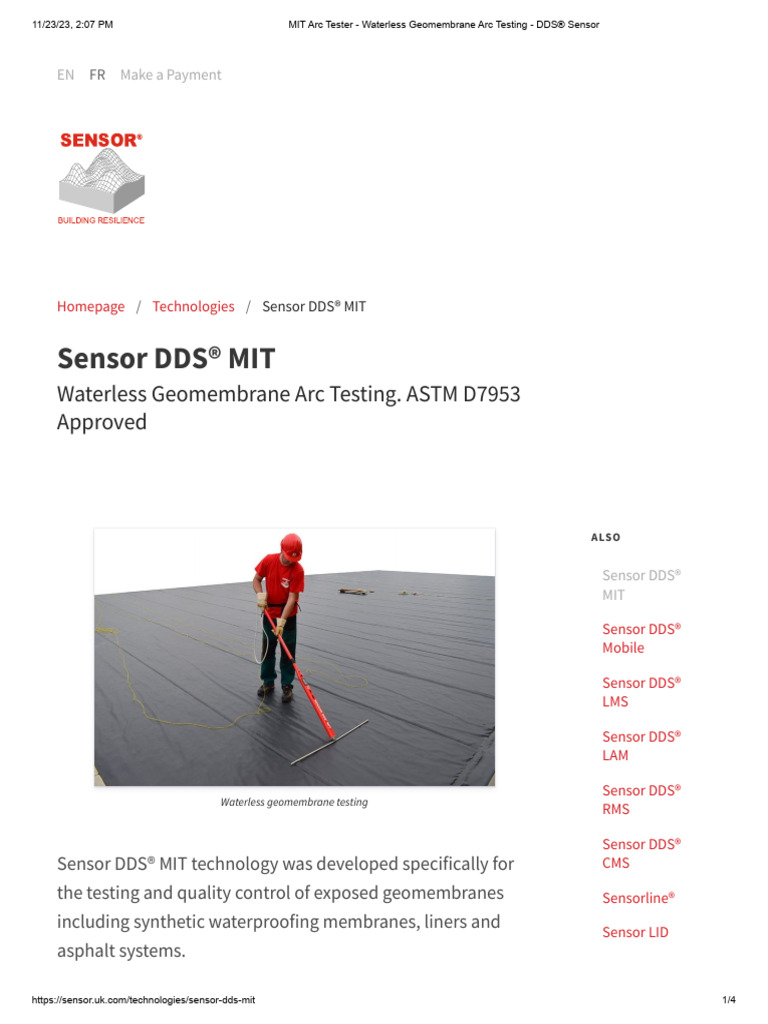 MIT Arc Tester - Waterless Geomembrane Arc Testing - DDS® Sensor | PDF ...