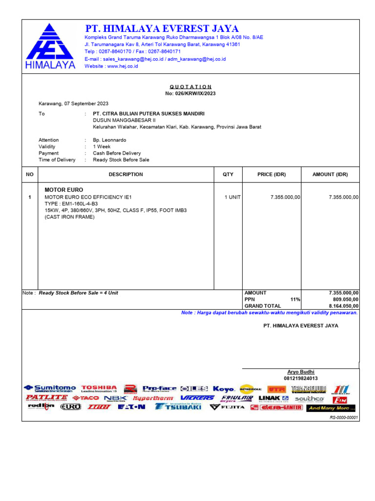 QT 23-026 Pt. Citra Bulian Putera Sukses Mandiri | PDF